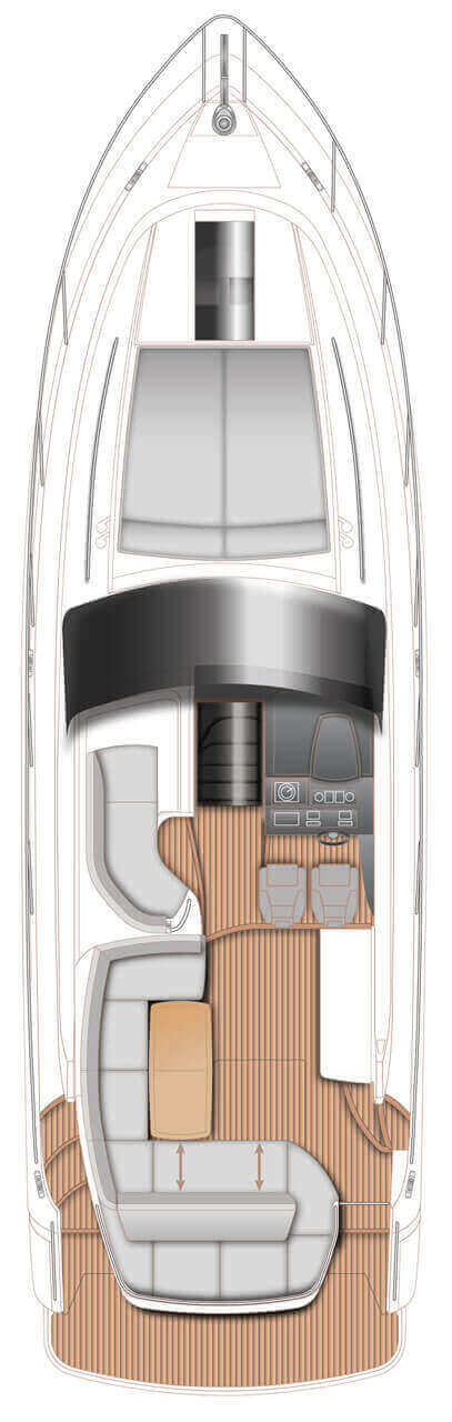 Princess-v40-layout-main-deck-optional-sunbed | Nord Star Yachting